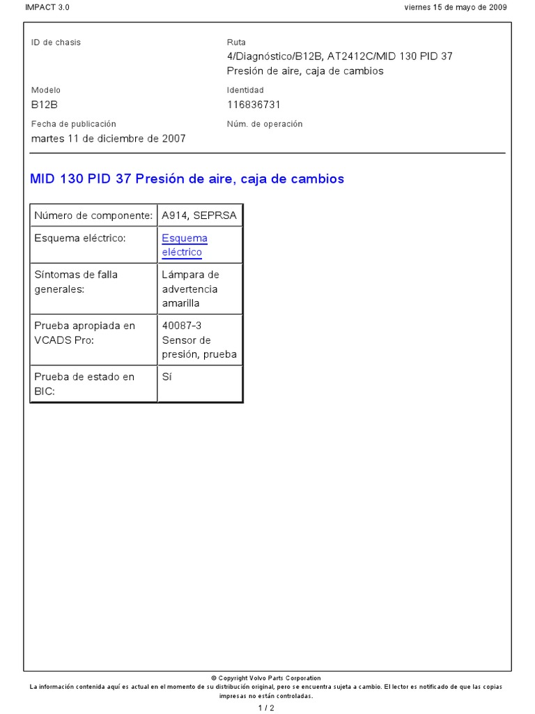 MID 130 PID 37 Presión de Aire, Caja de Cambios | PDF