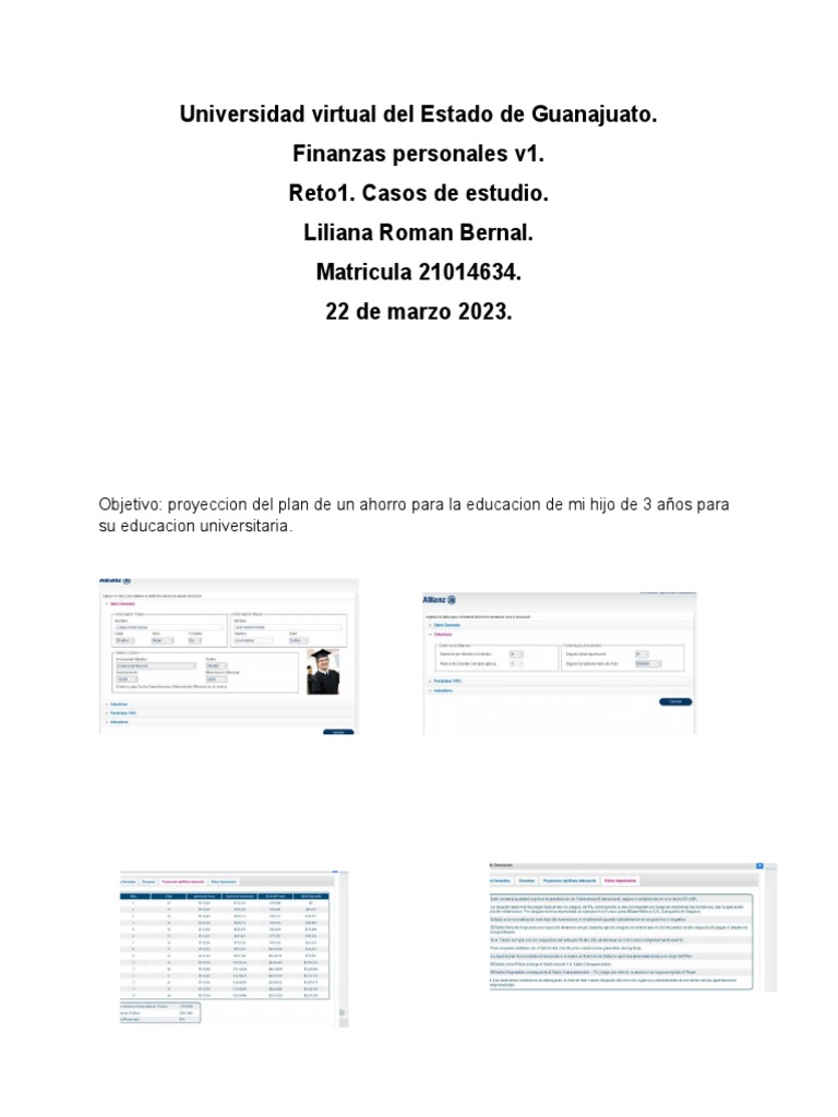 Roman - Liliana - R1 - U1 Finanzas Reemvio | PDF | Ahorro | Economias