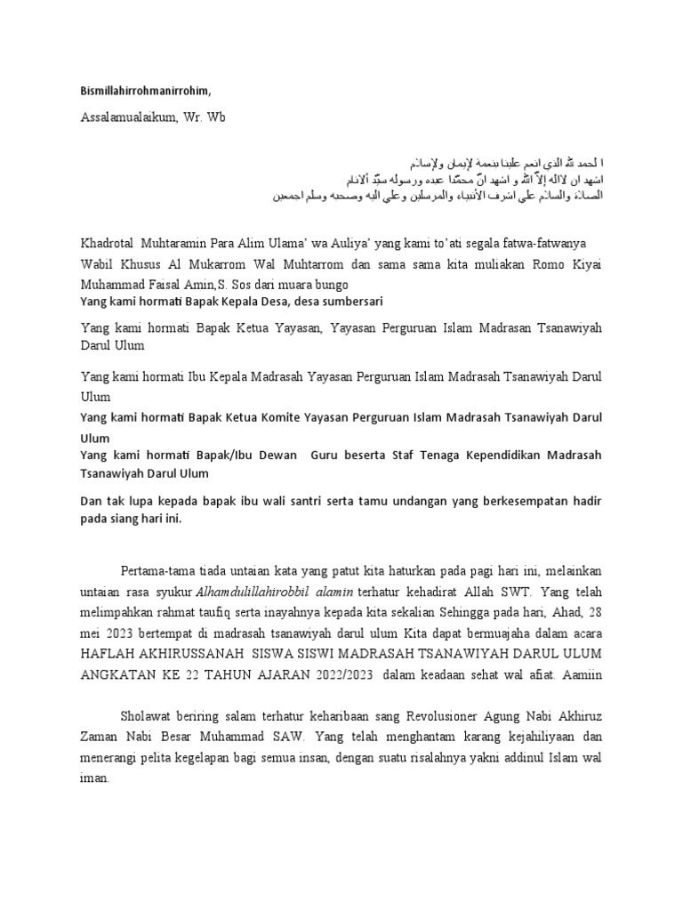 Teks MC Mts Ahad | PDF