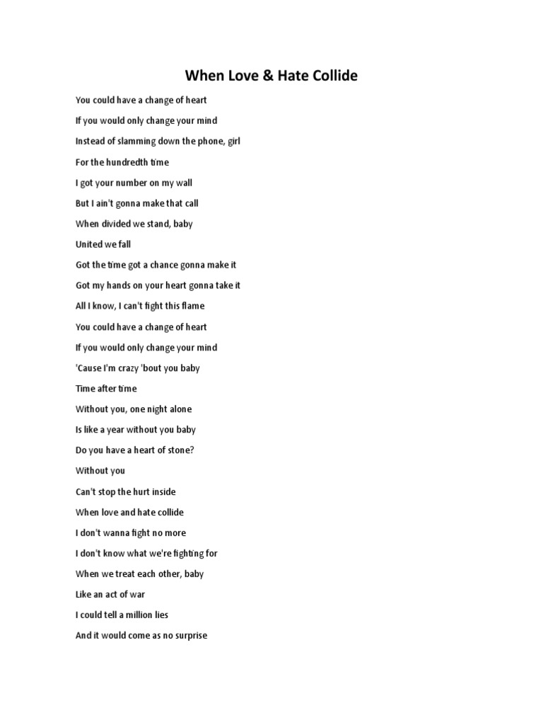 When Love & Hate Collide | PDF