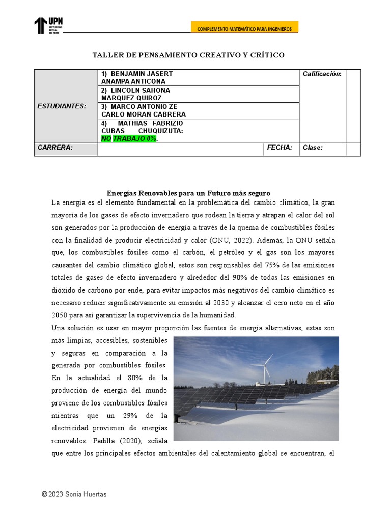 Comma - Ing - 13399 - TPCC - T 2 - N°4 | PDF | Gases de efecto invernadero | Energía renovable