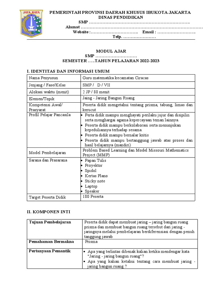 Format Modul Ajar | PDF