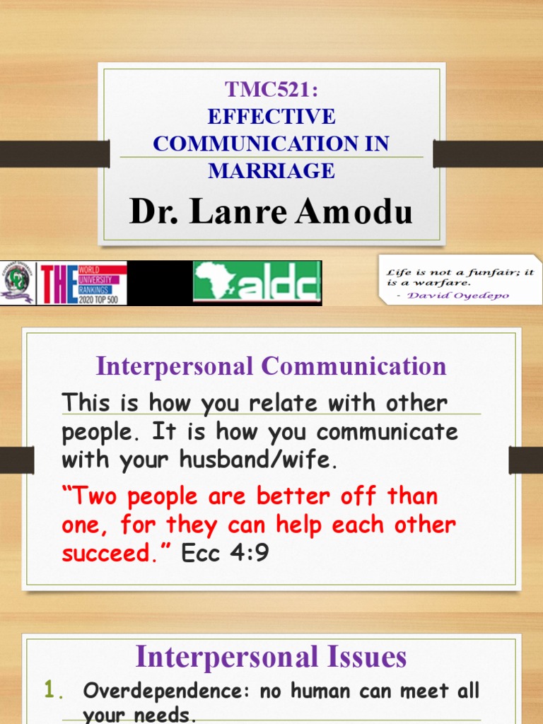 TMC 521 Effective Communication in Marriage II | PDF | Infidelity | Jesus