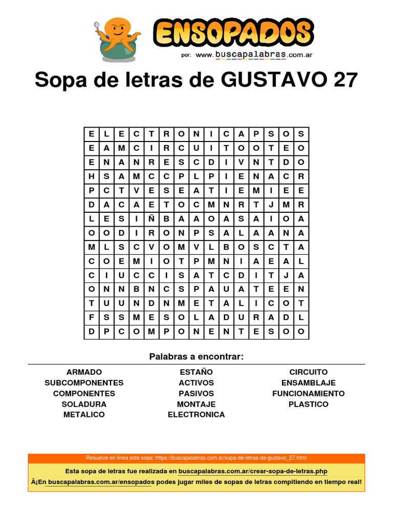 Sopa de Letras de Gustavo 27 | PDF