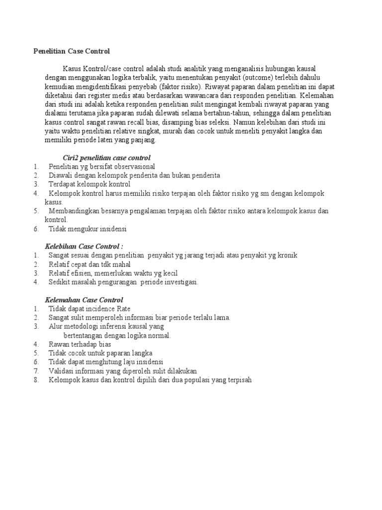 Penelitian Case Control | PDF