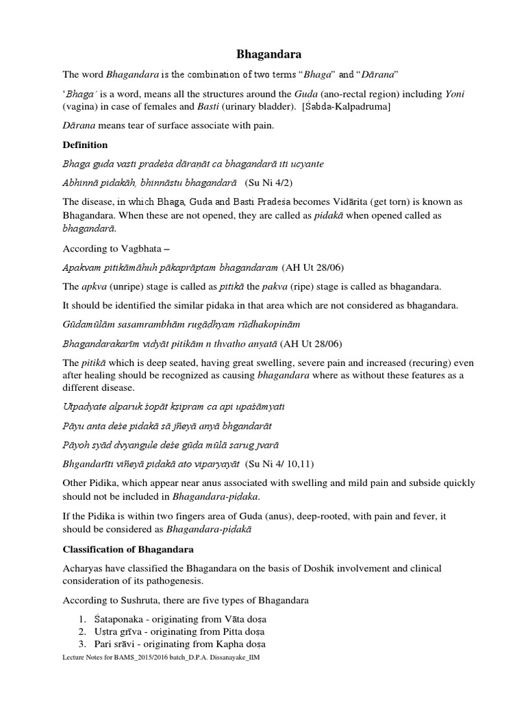 Bhagandara Nidana Download Free Pdf Ayurveda Pain
