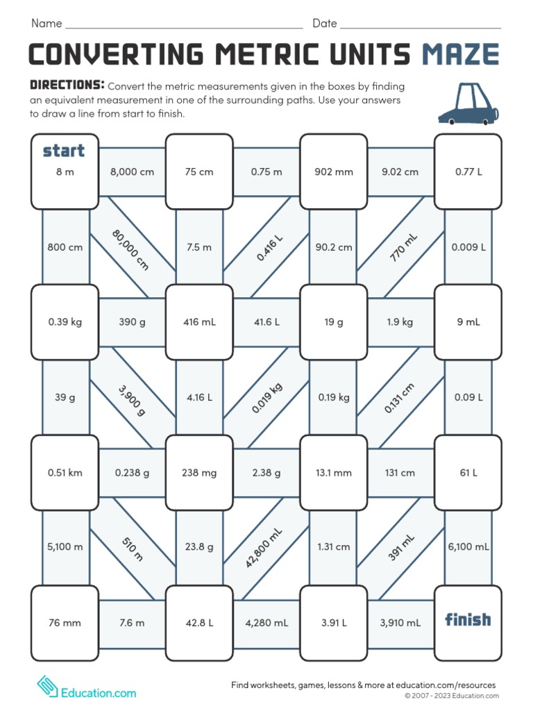 Metric Unit Conversion Maze Worksheet | PDF | Metrology