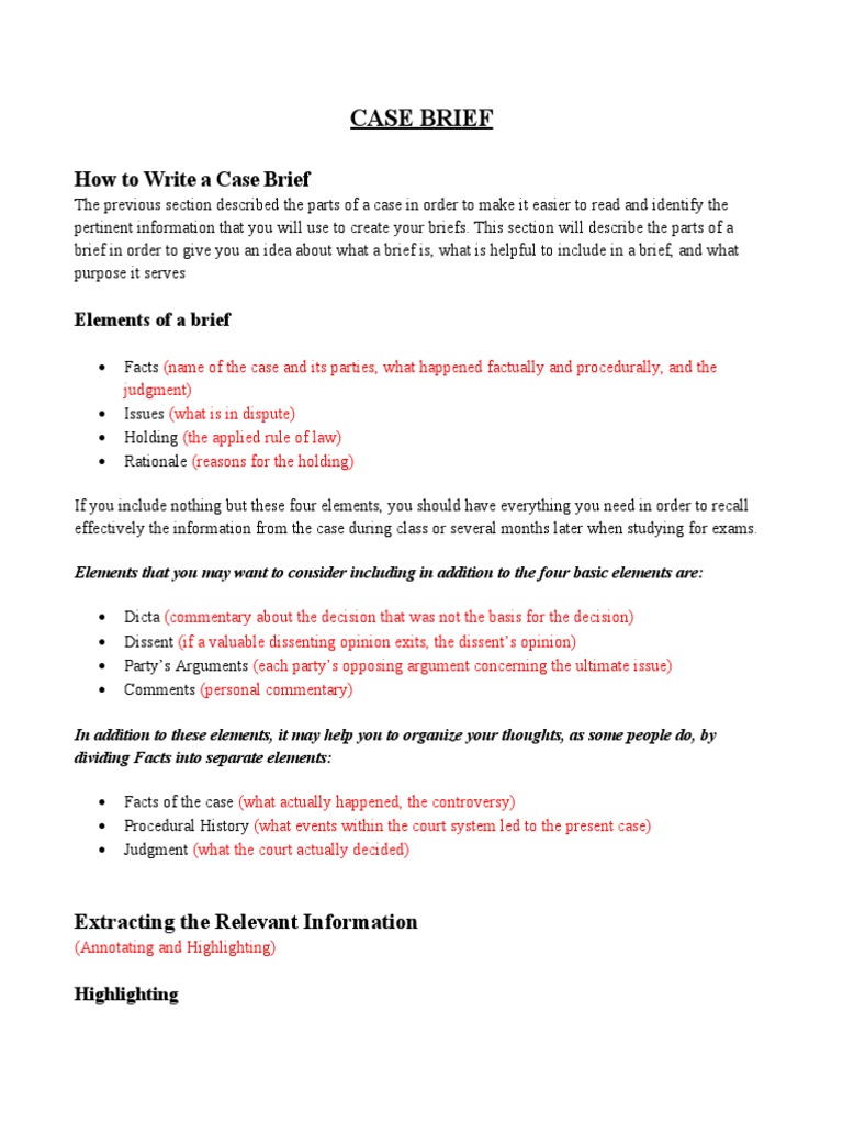 Case Brief Template #2z47mc7!07!22 22 | PDF