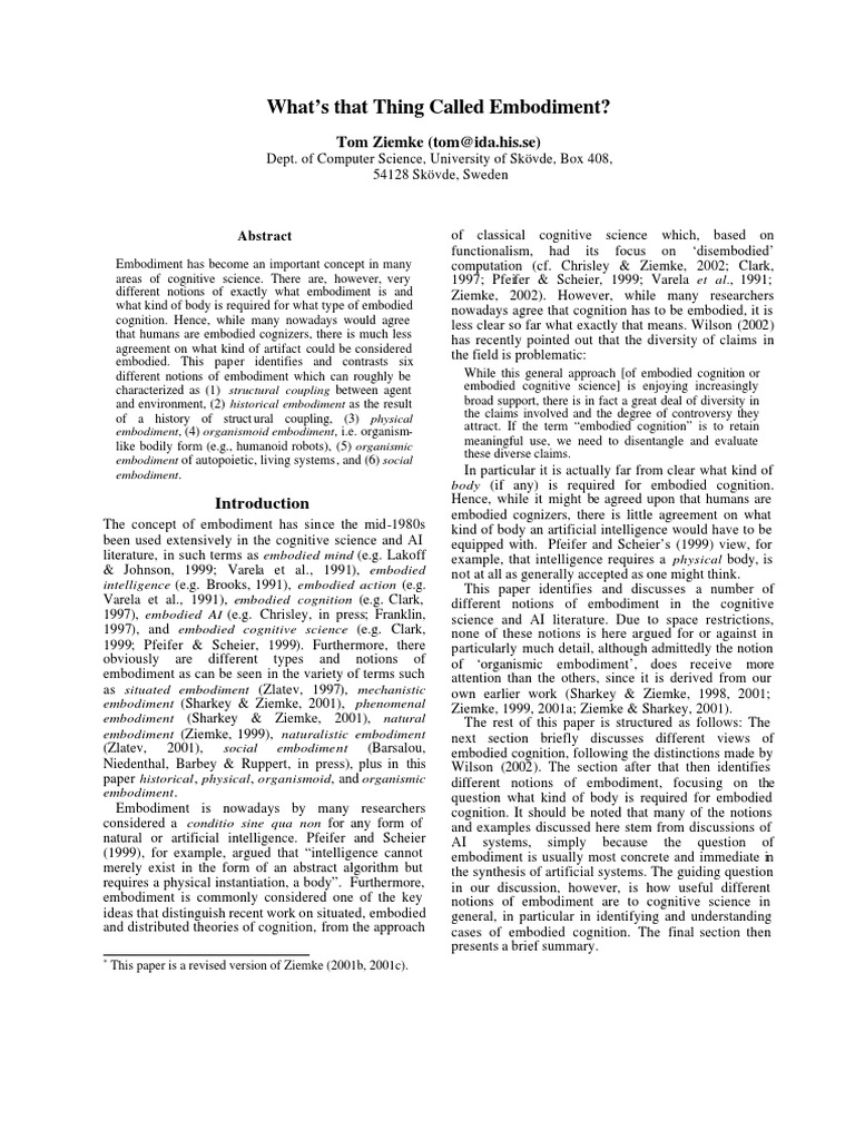 Whats That Thing Embodiment | PDF | Embodied Cognition | Concept