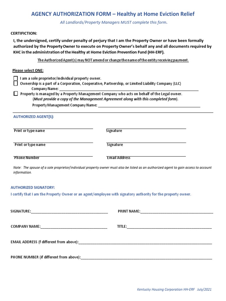 Agency Authorization Form | PDF | Business | Law