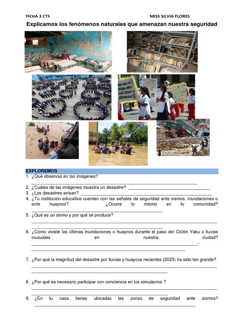 FICHA 2 FENOMENOS NATURALES | PDF | Temblores | Placas tectónicas