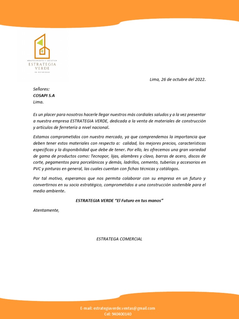 Carta de Presentacion A Cosapi S.A | PDF