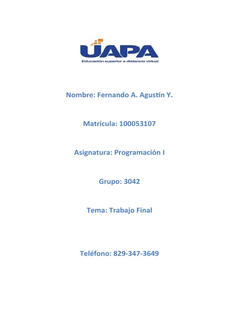 Programacion I-Trabajo Final | PDF | C (lenguaje de programación) | C Sharp (lenguaje de ...