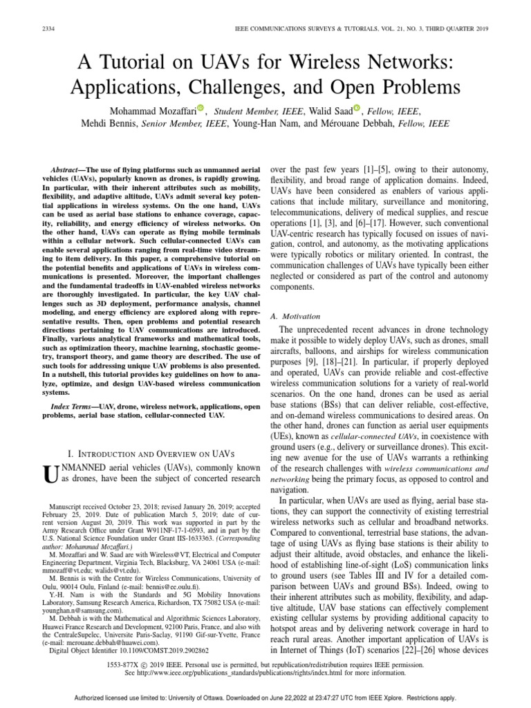 03 A Tutorial On UAVs For Wireless Networks | PDF | Unmanned Aerial Vehicle | Wireless Ad Hoc ...