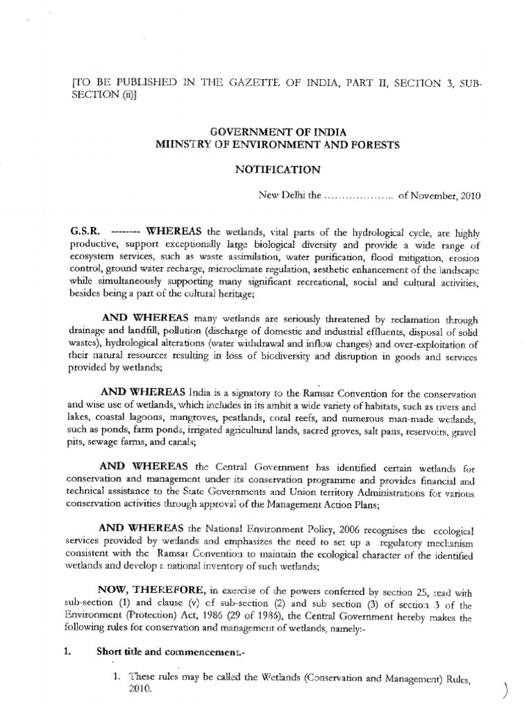 Wetlands Rules 2010 | PDF
