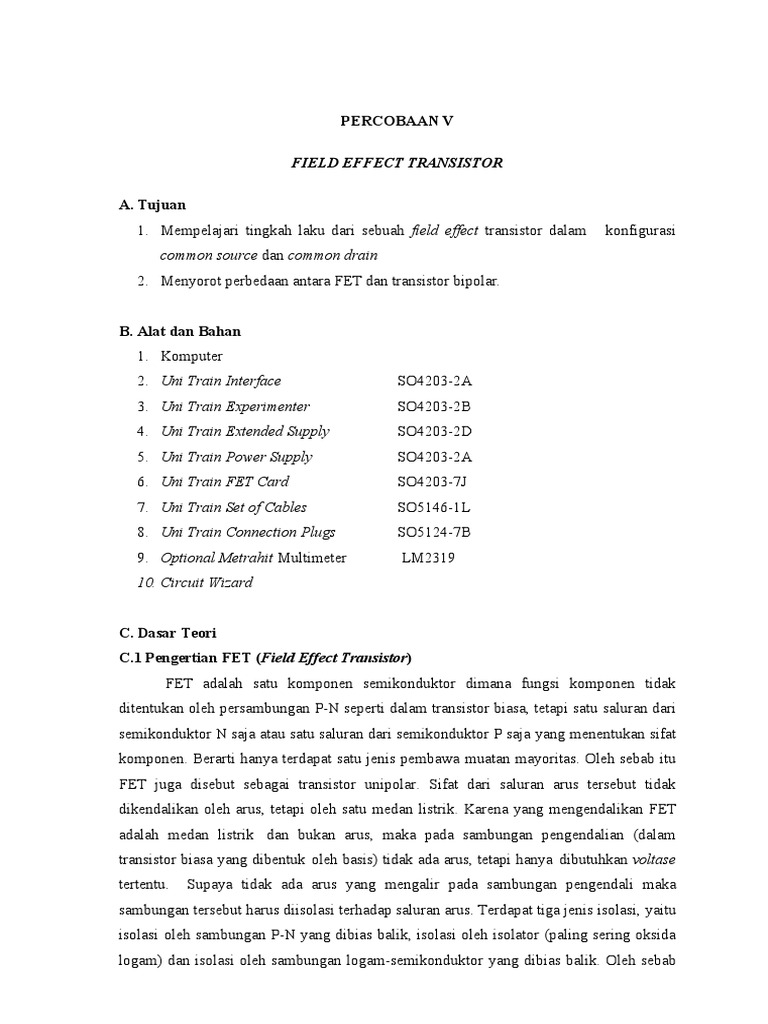 Percobaan V: Common Source Dan Common Drain | PDF