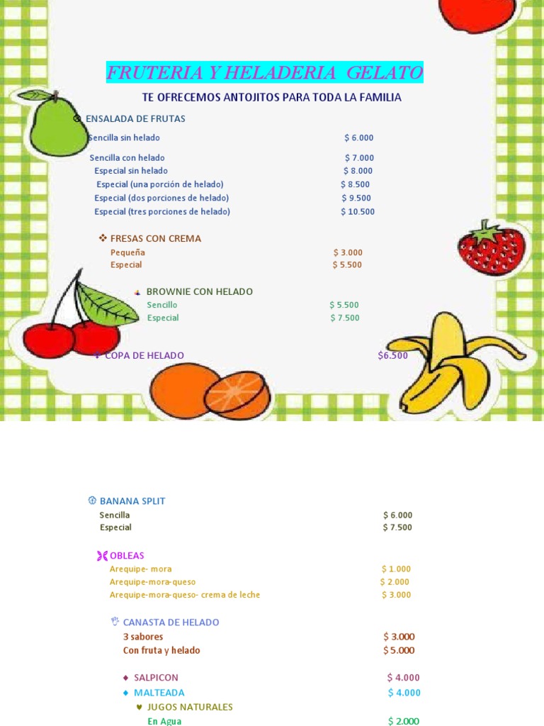 Menu Fruteria | PDF