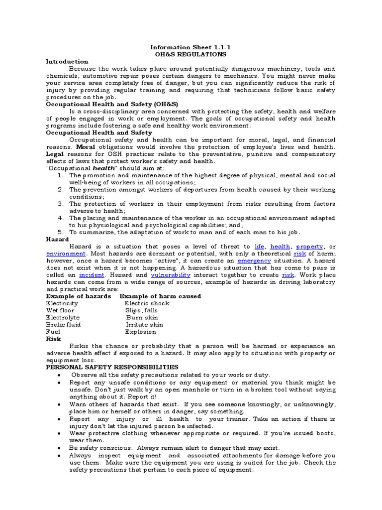 Information Sheet 1 Sealant | PDF | Occupational Safety And Health ...