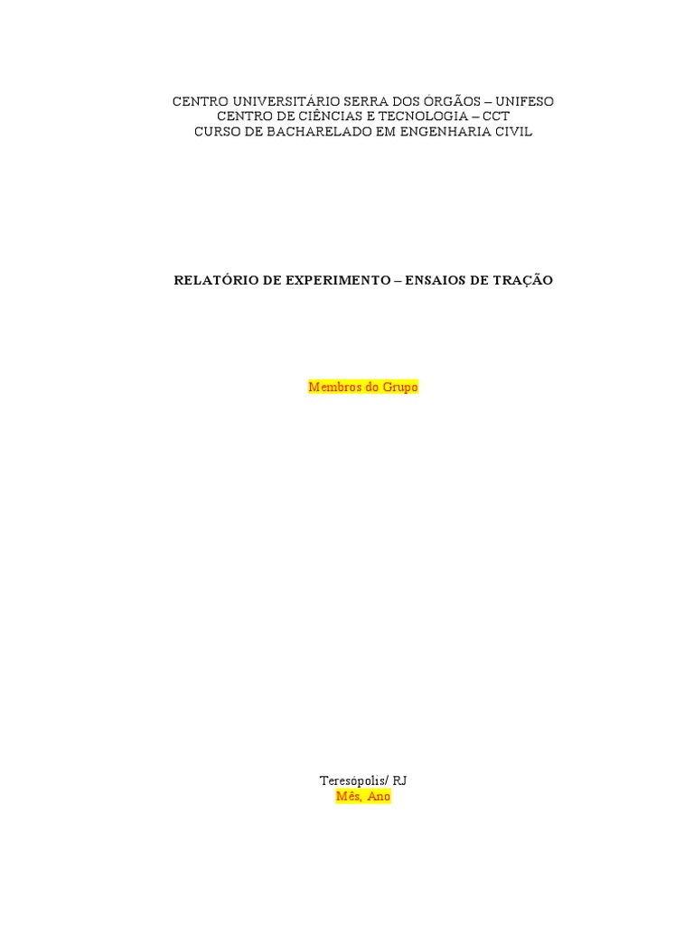 Modelo Relatório - Experimento | PDF | Ensaios | Science