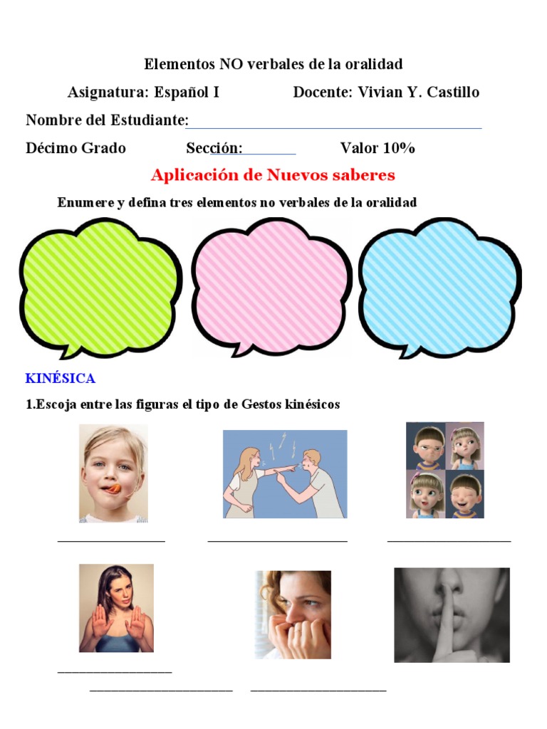 Ejercicios Elementos NO Verbales de La Oralidad 2023 | PDF