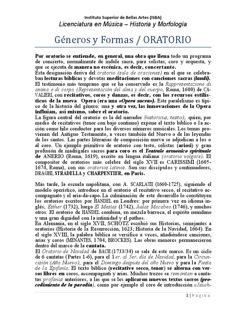 Historia del Oratorio Musical | PDF | Composiciones clásicas | Música ...