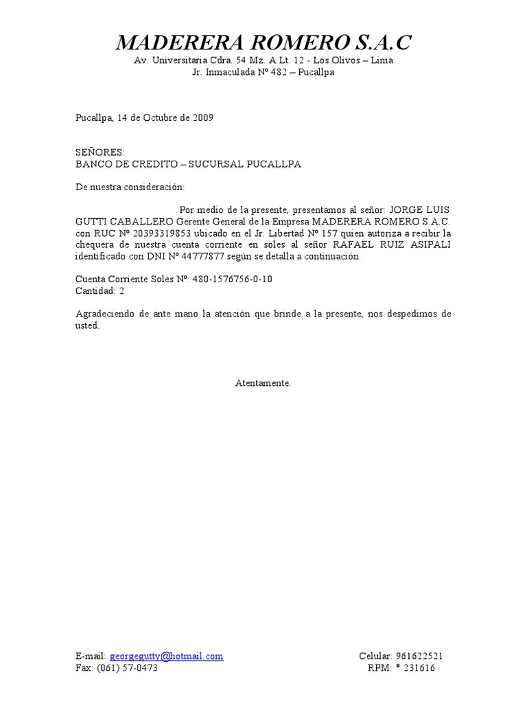 Solicitud Chequera | PDF