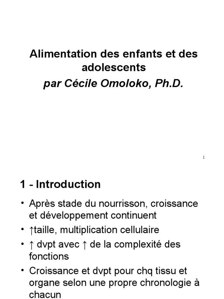 Alimentation Enfants Et Adolescents3 | PDF | Nourritures | Adolescence
