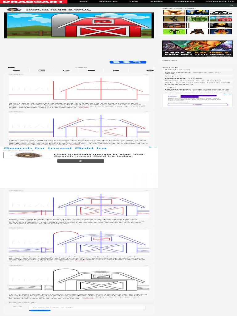 How To Draw A Barn, Step by Step, Drawing Guide, by Dawn - DragoArt | PDF