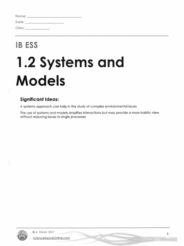 1.2 Systems and Models | PDF