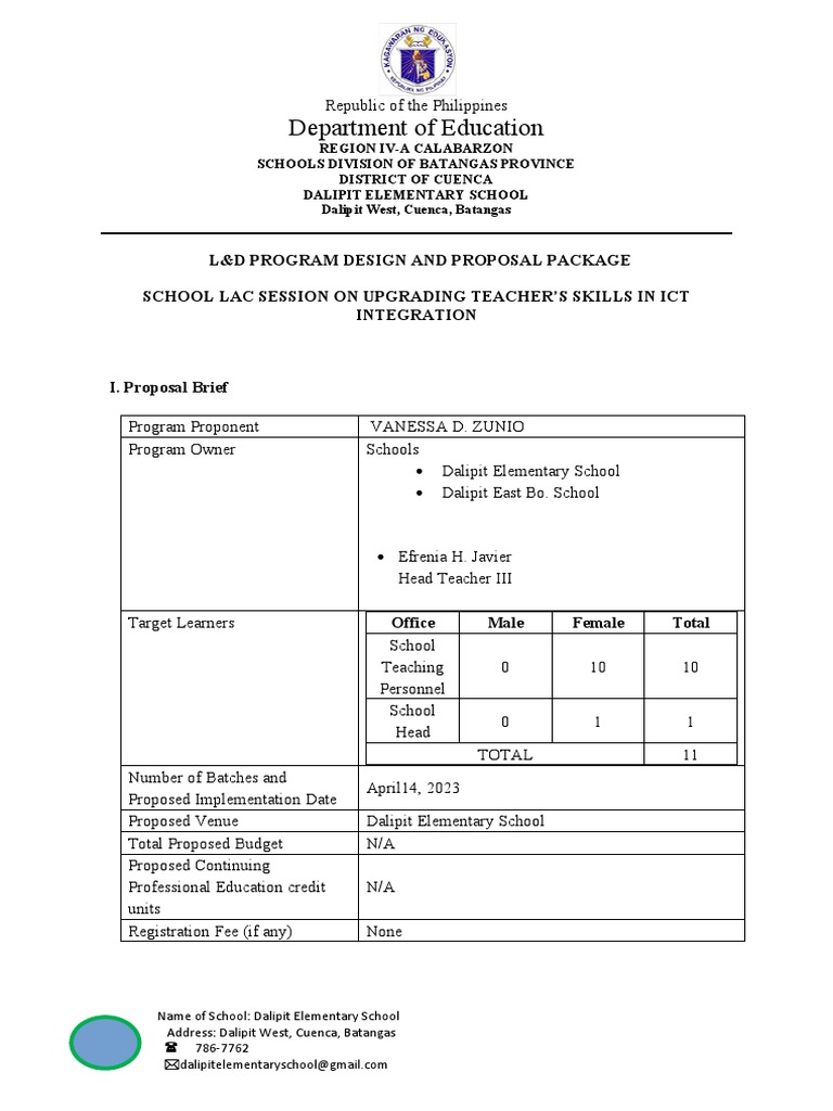 Des Lac Proposal Ict 2023 | PDF | Educational Technology | Learning