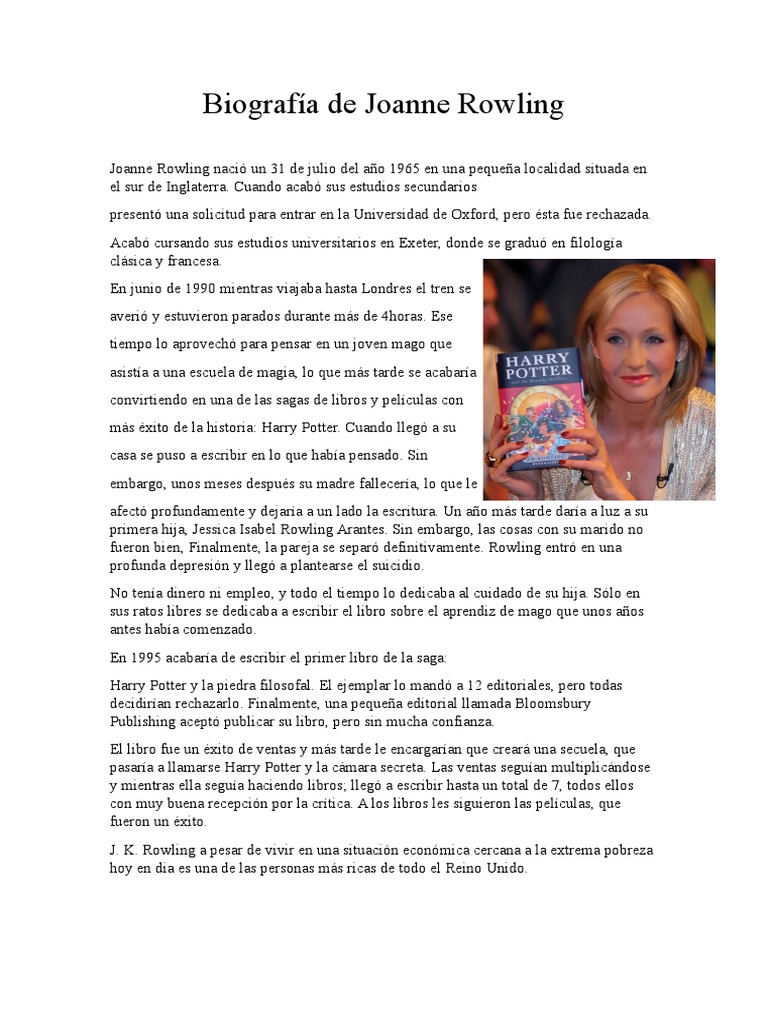 Biografía de Joanne Rowling | PDF