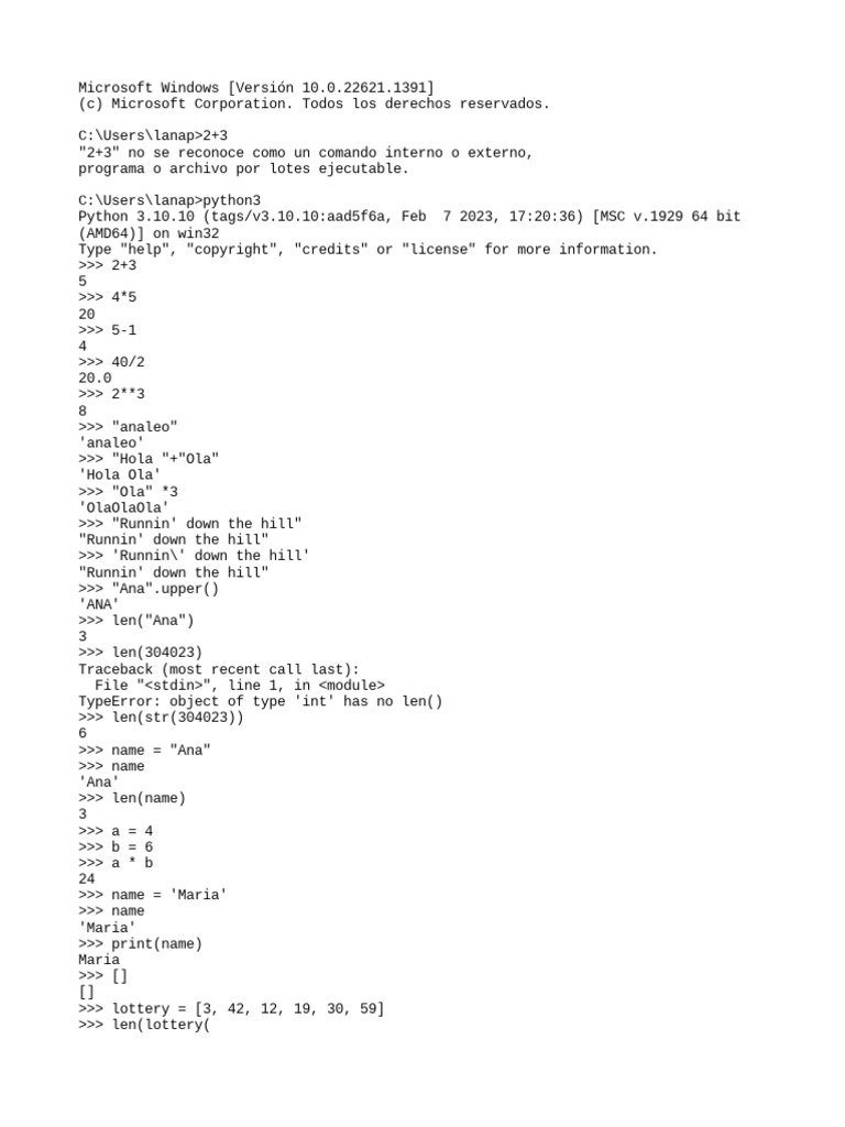 Práctica - Python3 | PDF