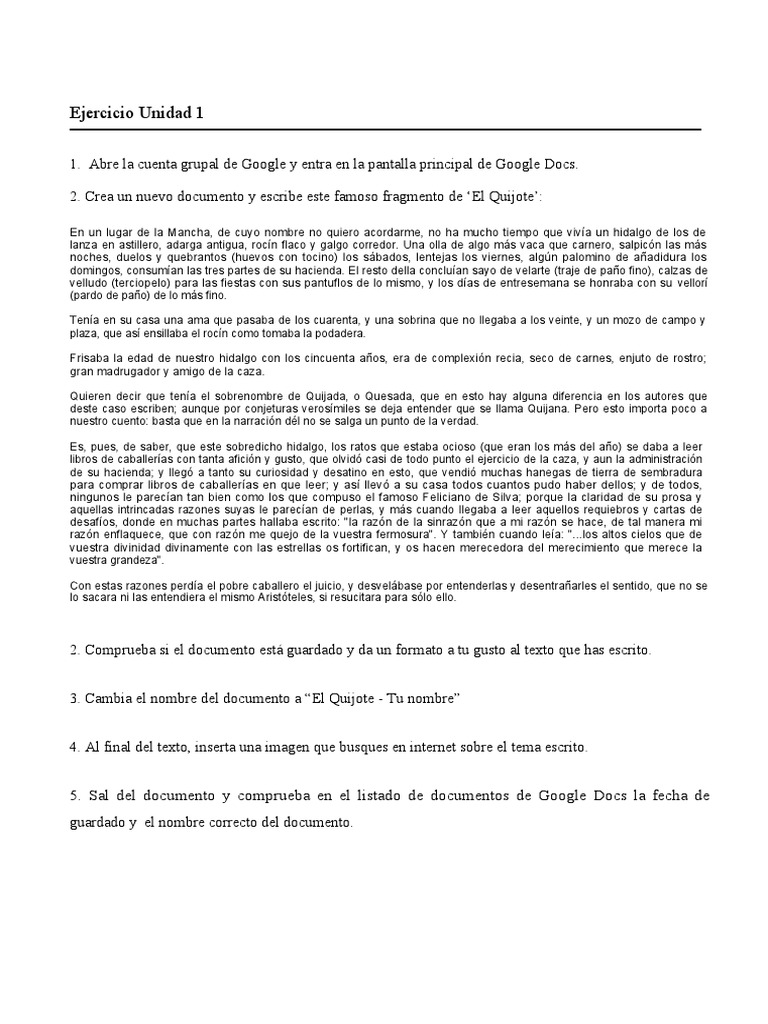 Ejercicios Practicos Grupal-Google DOCS | PDF
