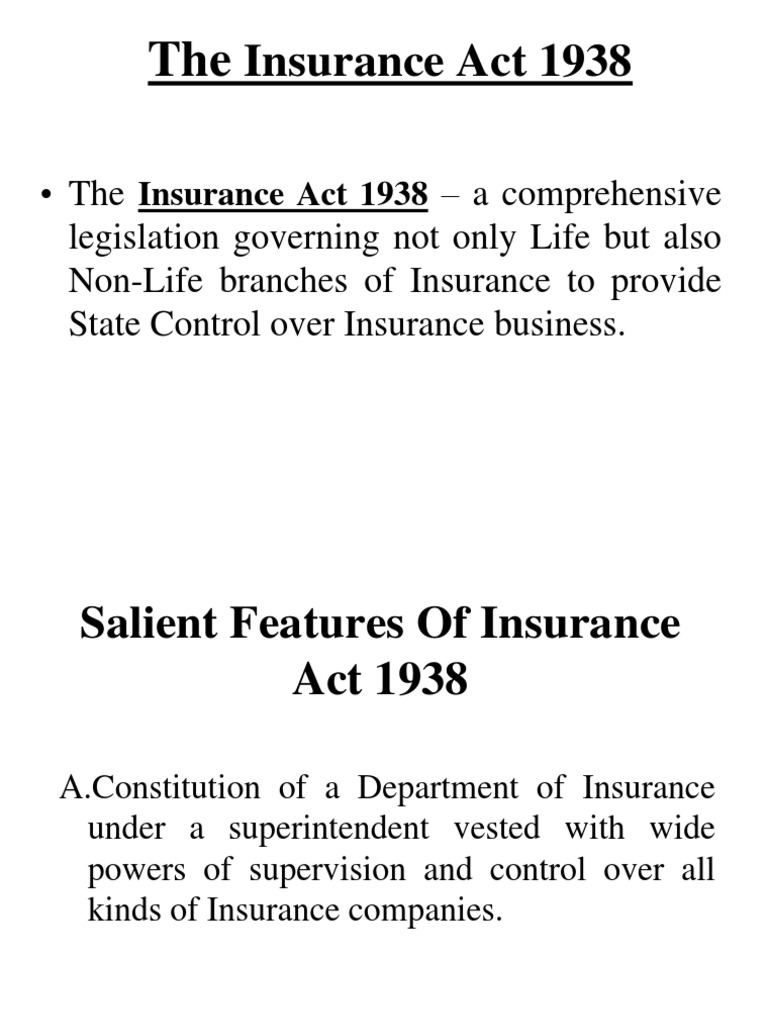 The Insurance Act 1938 | PDF | Insurance | Financial Services