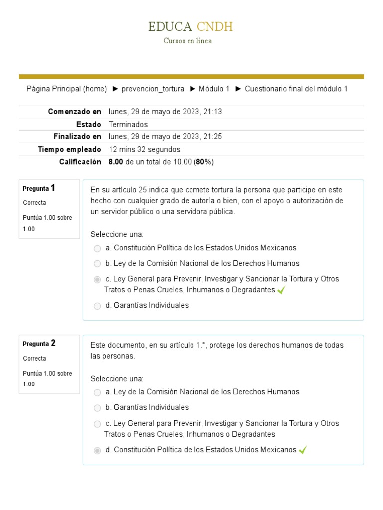 Curso CNDH: Prevención de la Tortura | PDF | Derecho Constitucional | Convenio europeo de ...