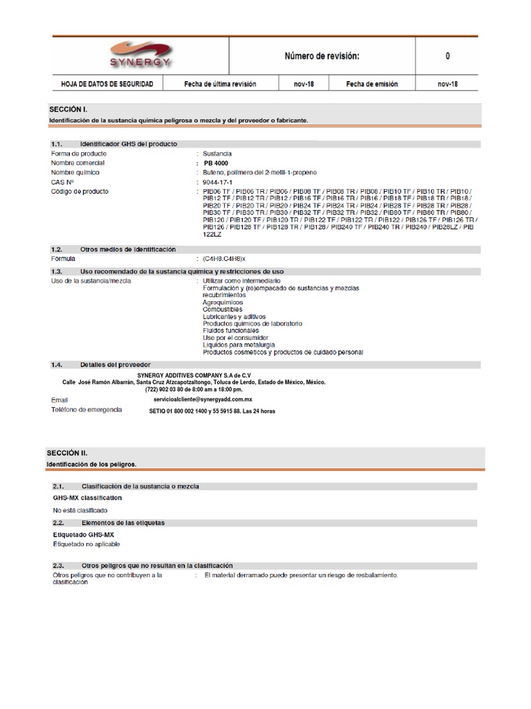 Msds PB128 - PB4000 | PDF