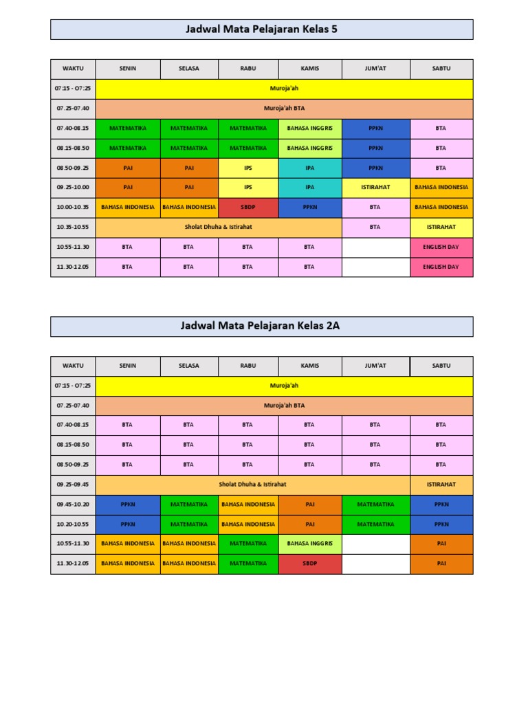 Jadwal Pelajaran Bulan Ramadhan 2023 | PDF