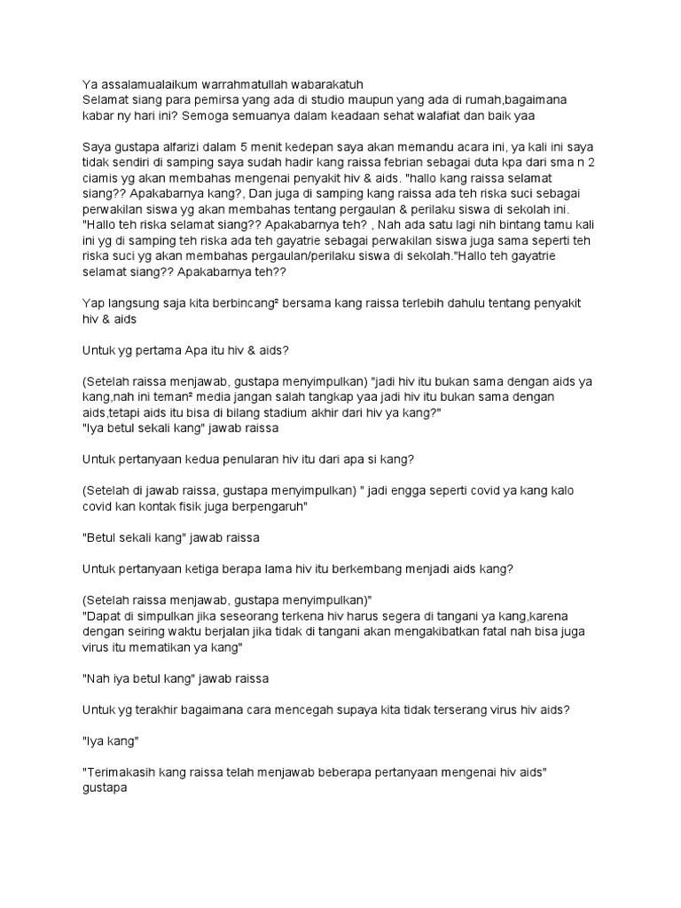 Talkshow HIV/AIDS dan Pergaulan Siswa | PDF | Gaya Hidup