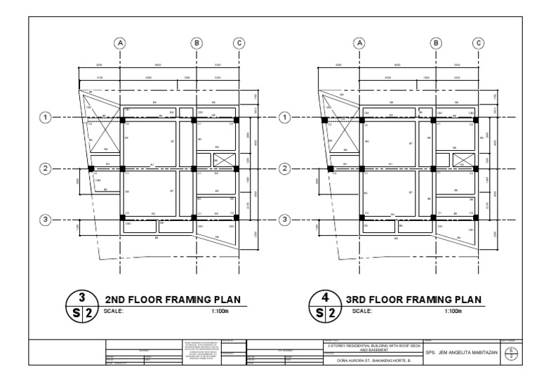 3Rd Floor Framing Plan 2Nd Floor Framing Plan: A B C A B C | PDF
