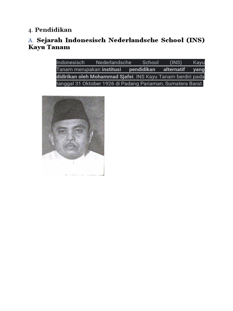 Sejarah Indonesisch Nederlandsche School (INS) Kayu Tanam: 4 ...