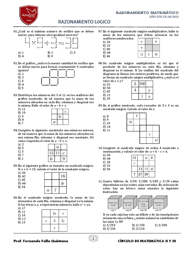 ORDEN DE INFORMACIÓN Y RAZONAMIENTO LÓGICO | PDF