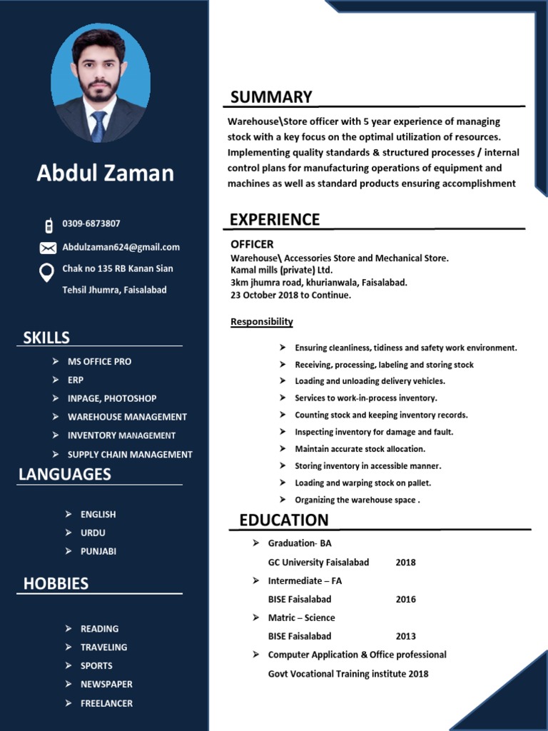Zaman CV | PDF | Warehouse | Inventory