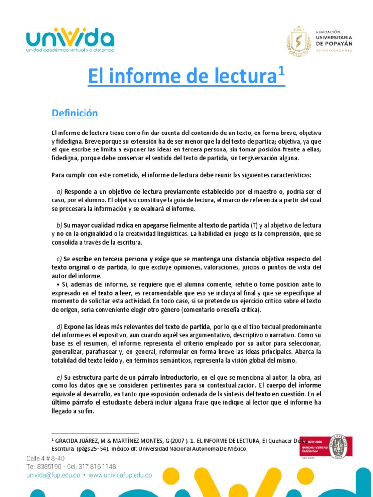 Guia para Informe de Lectura | PDF | Información