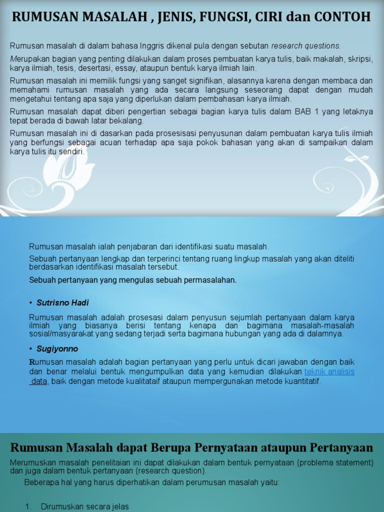 Powerpoint Rumusan Masalah Jenis Dan Contohnya | PDF | Pengembangan Diri