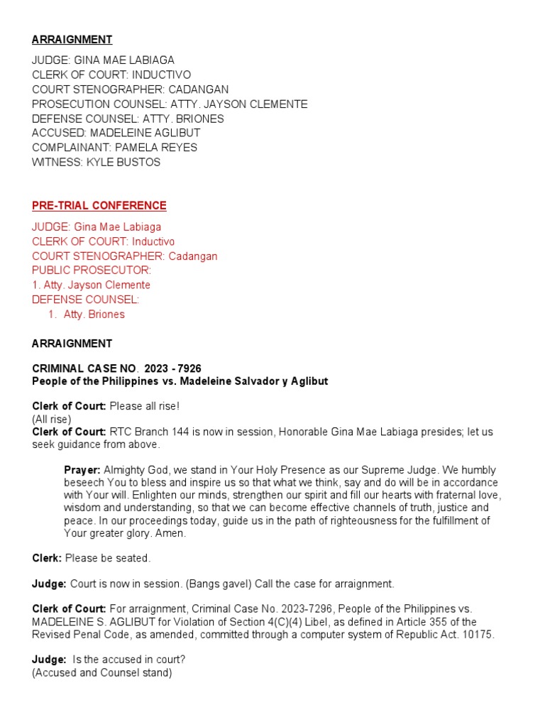 Script For Mock Trial | PDF | Defamation | Prosecutor