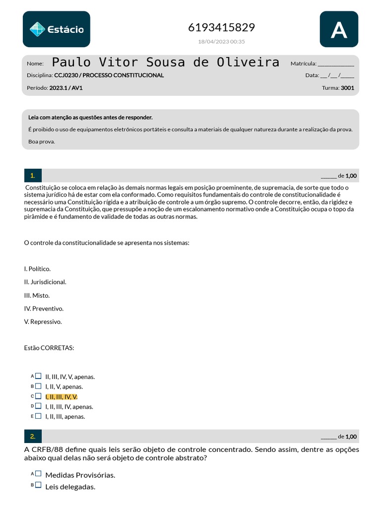 Prova Estácio | PDF | Esfera pública | Princípios éticos Prova Estácio | PDF | Esfera pública | Princípios éticos