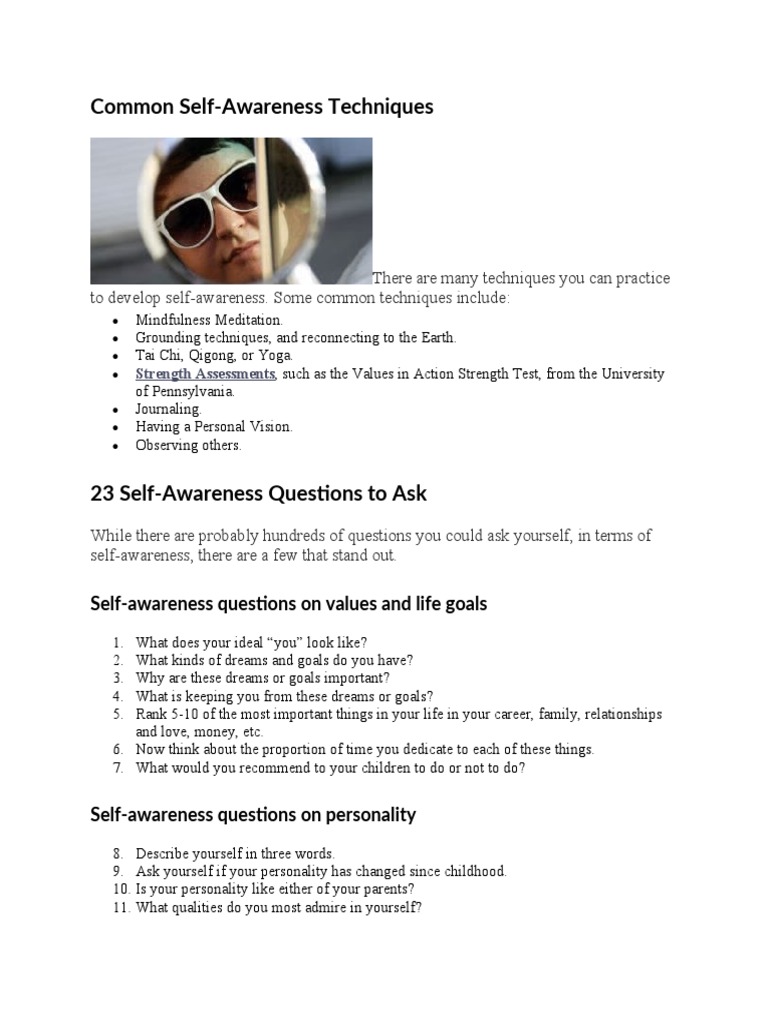 Self Awareness Exercise | PDF | Self Awareness | Mindfulness