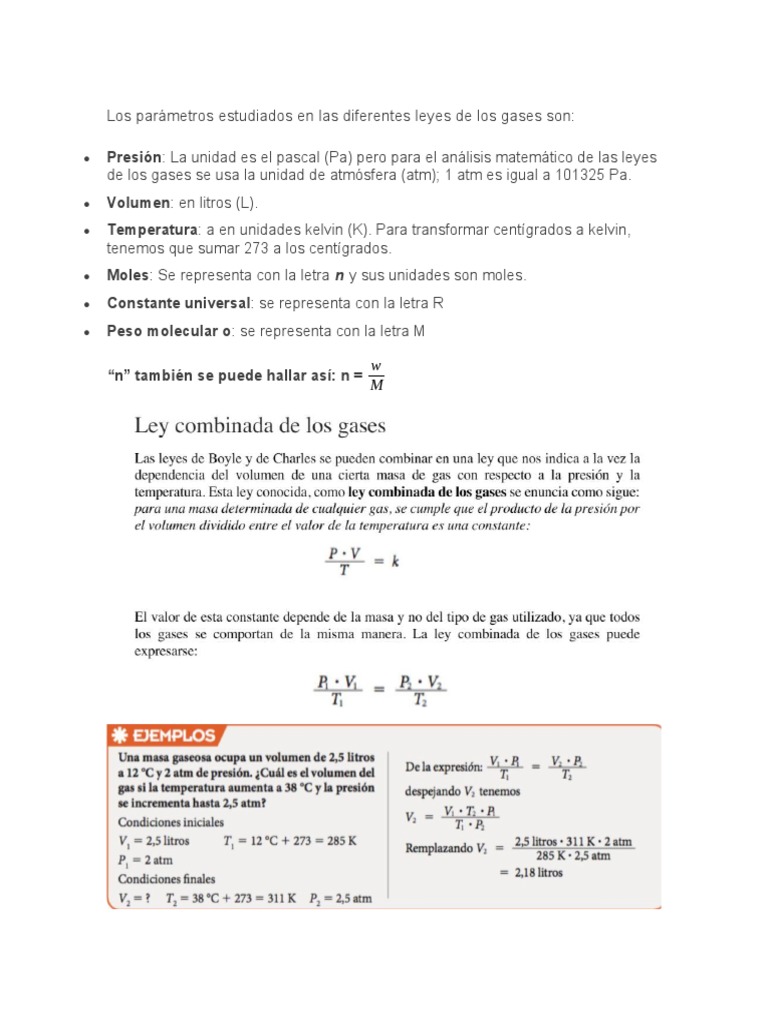 Leyes de Los Gases | PDF | Gases | Mole (Unidad)