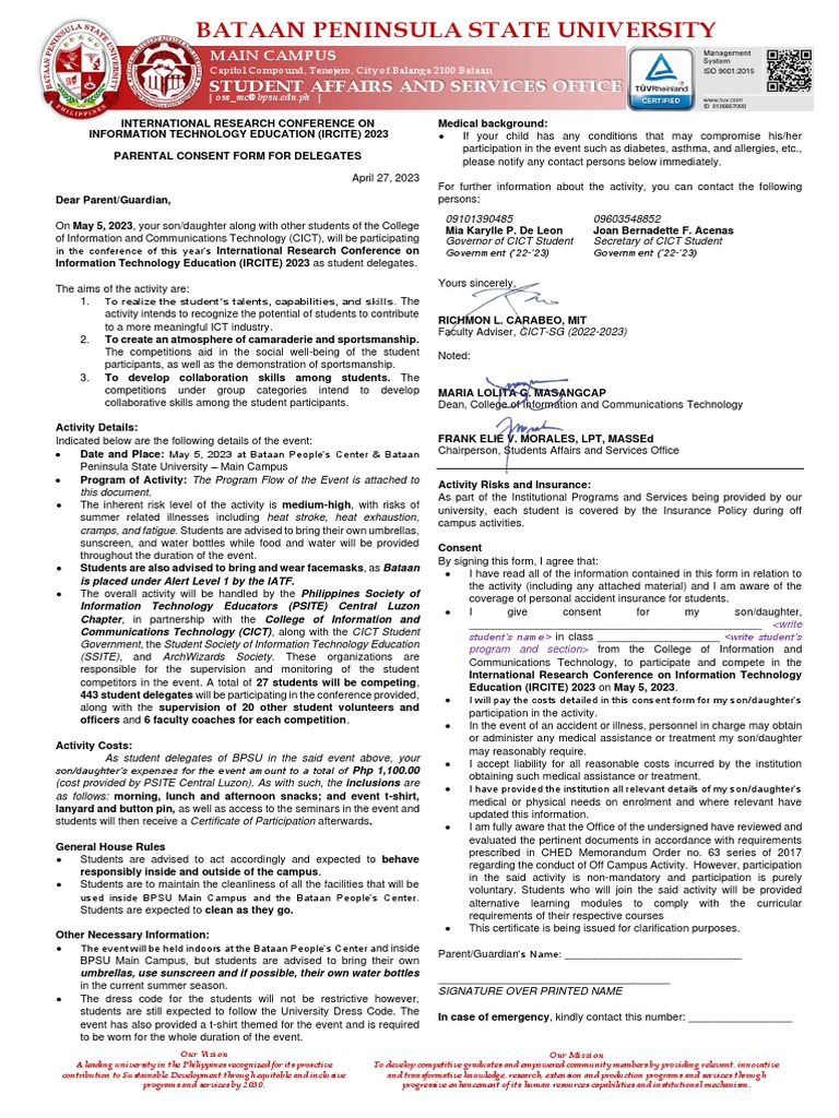 IRCITE Parental Consent Delegates | PDF