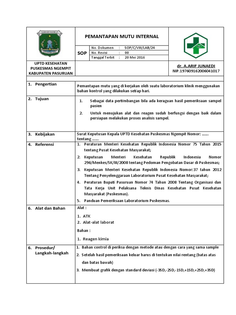 EP 8.1.7.7. SOP Pemantapan Mutu Internal | PDF